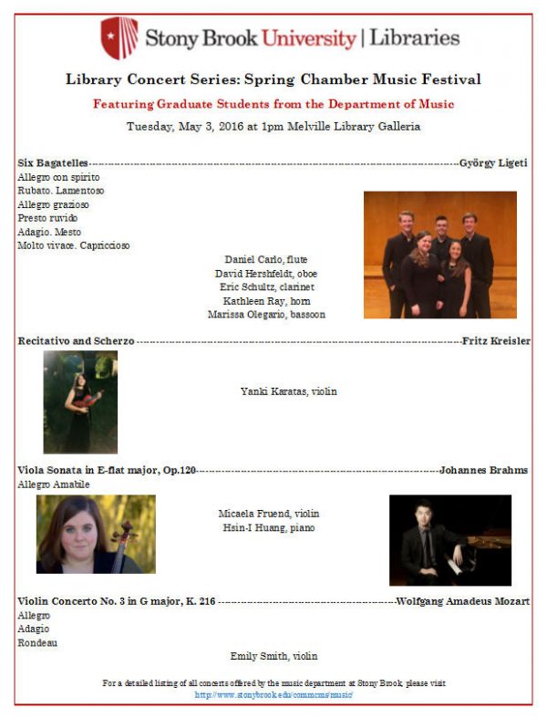 Library Concert Series: Spring Chamber Music Festival | Stony Brook ...